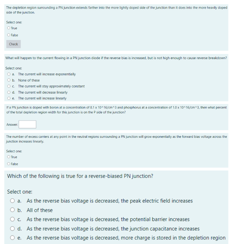 Solved The depletion region surrounding a PN junction | Chegg.com