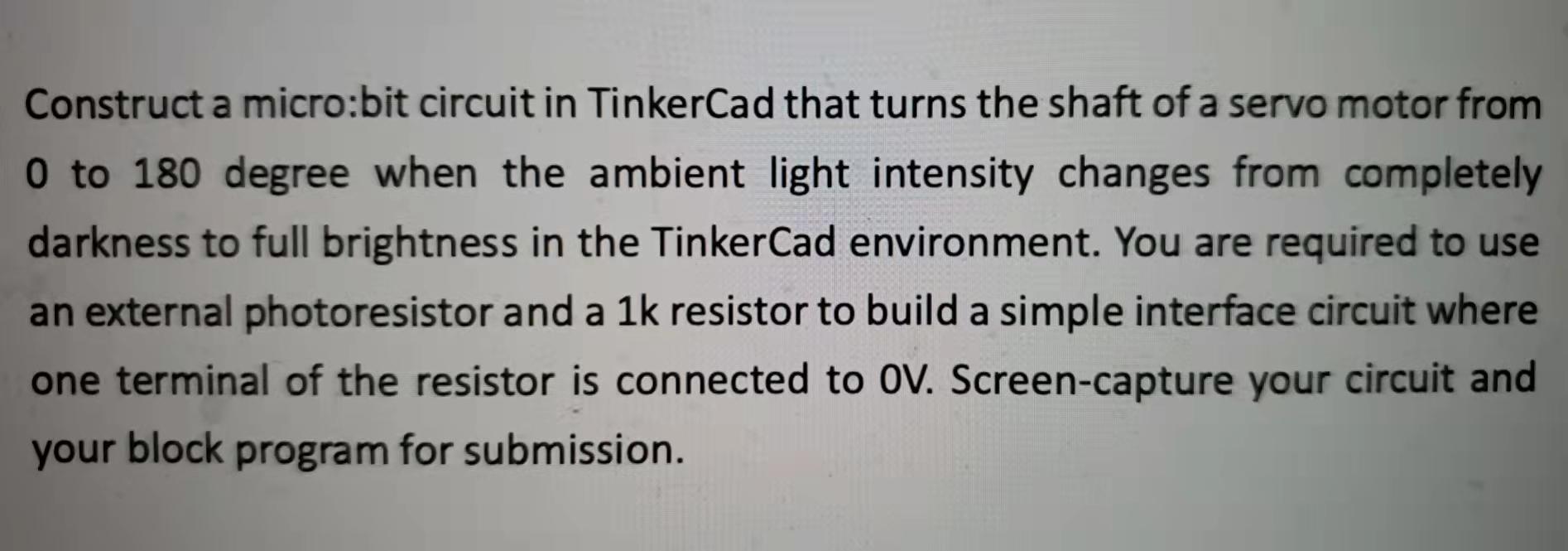 Solved Construct a micro:bit circuit in Tinkercad that turns | Chegg.com