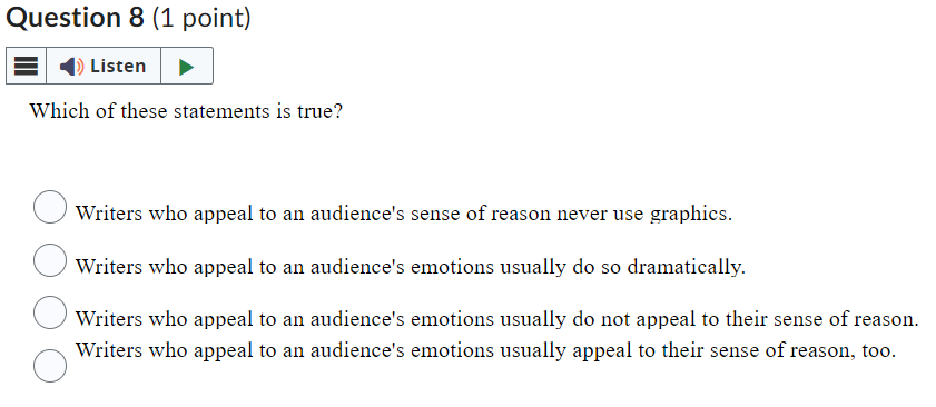Question 8 (1 ﻿point)ListenWhich of these statements | Chegg.com