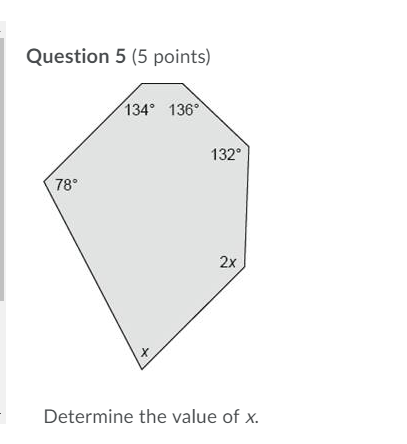 Solved Determine the value of x. Question 5 options: | Chegg.com