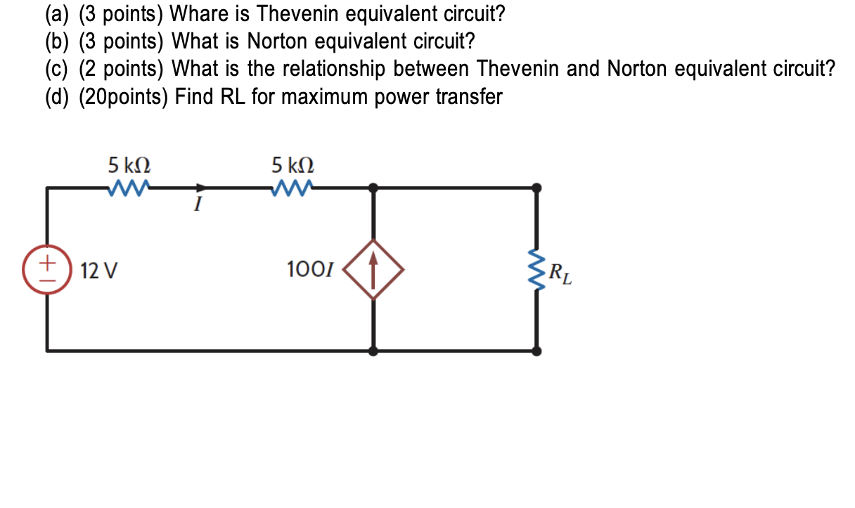 Solved (a) (3 ﻿points) ﻿Whare is Thevenin equivalent | Chegg.com