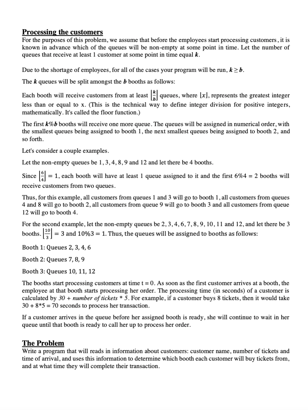 Solved Processing the customers For the purposes of this | Chegg.com