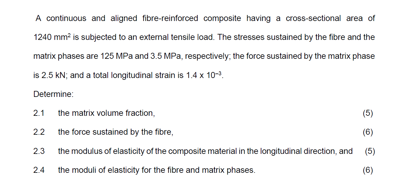 Solved A continuous and aligned fibre-reinforced composite | Chegg.com