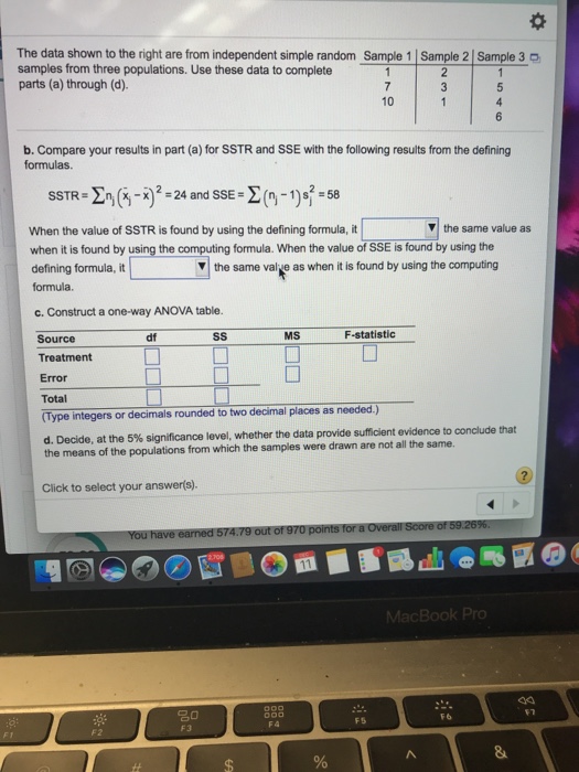 Solved Sample 2 Sample 3e) The data shown to the right are | Chegg.com