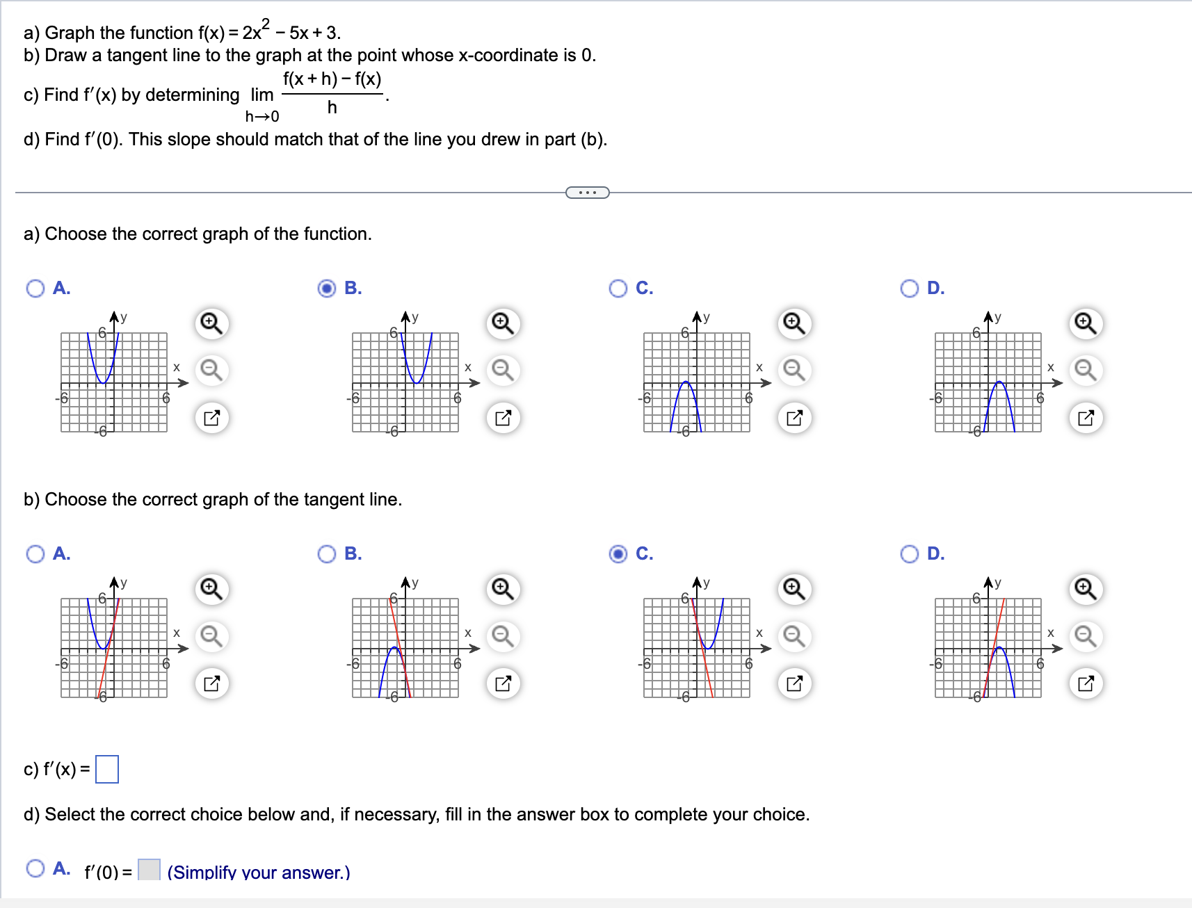 Solved A Graph The Function F x 2x2 5x 3 B Draw A Tangent Chegg