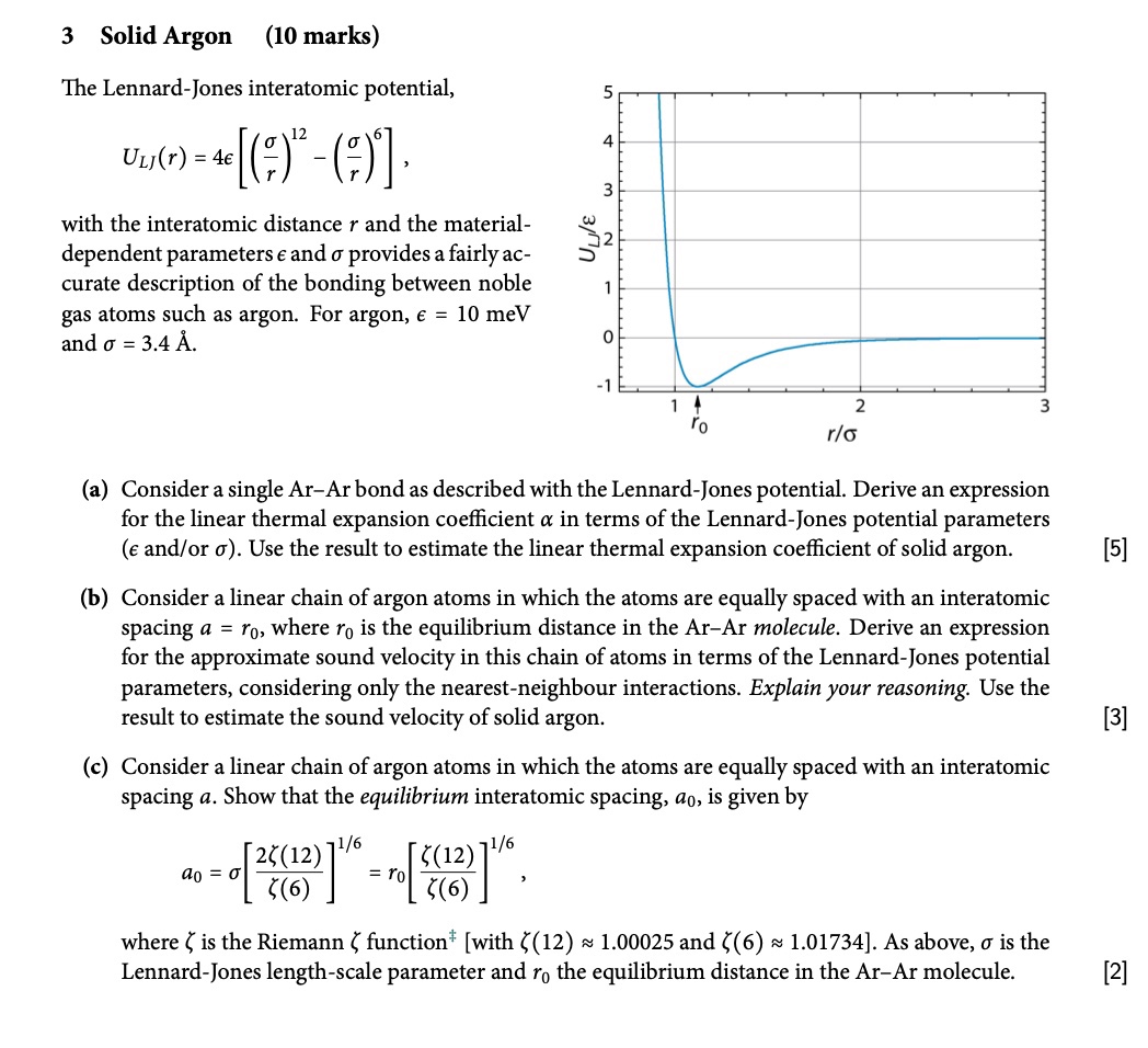 Solved The Lennard-Jones interatomic potential, | Chegg.com