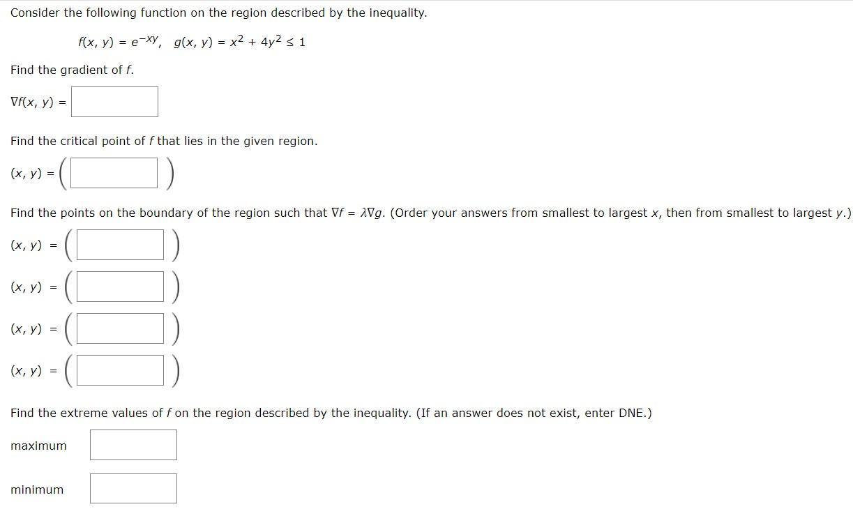 Solved Consider the following function on the region | Chegg.com