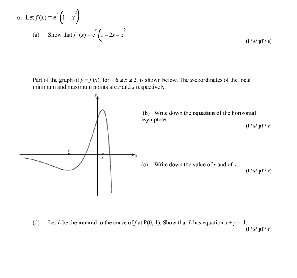 Solved 6. Let f(x) = e. =) =é* (1-1) 1 X (a) Show that f'(x) | Chegg.com