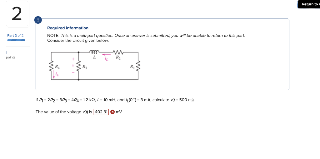 Solved Return toc 2 Part 2 of 2 Required information NOTE: | Chegg.com