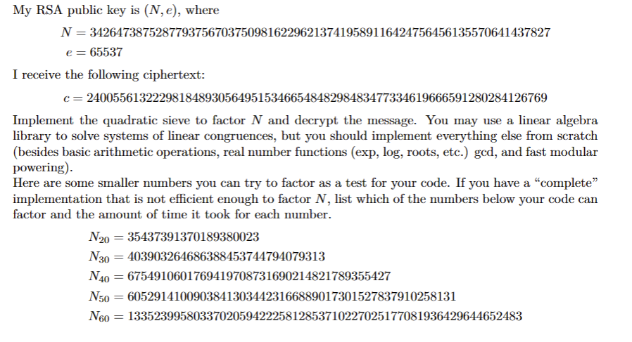Solved My RSA public key is (N,e), where | Chegg.com