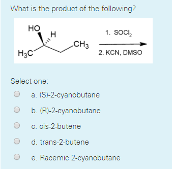 Solved What is the product of the following? но н 1. SOCI, | Chegg.com
