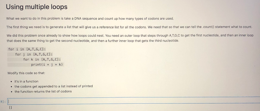 Solved Using multiple loops What we want to do in this | Chegg.com