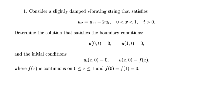 Solved 1. Consider a slightly damped vibrating string that | Chegg.com
