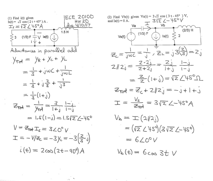 Solved ECE 20100 HW 20 due 11/15/1'7 (1) Find i(t) given | Chegg.com