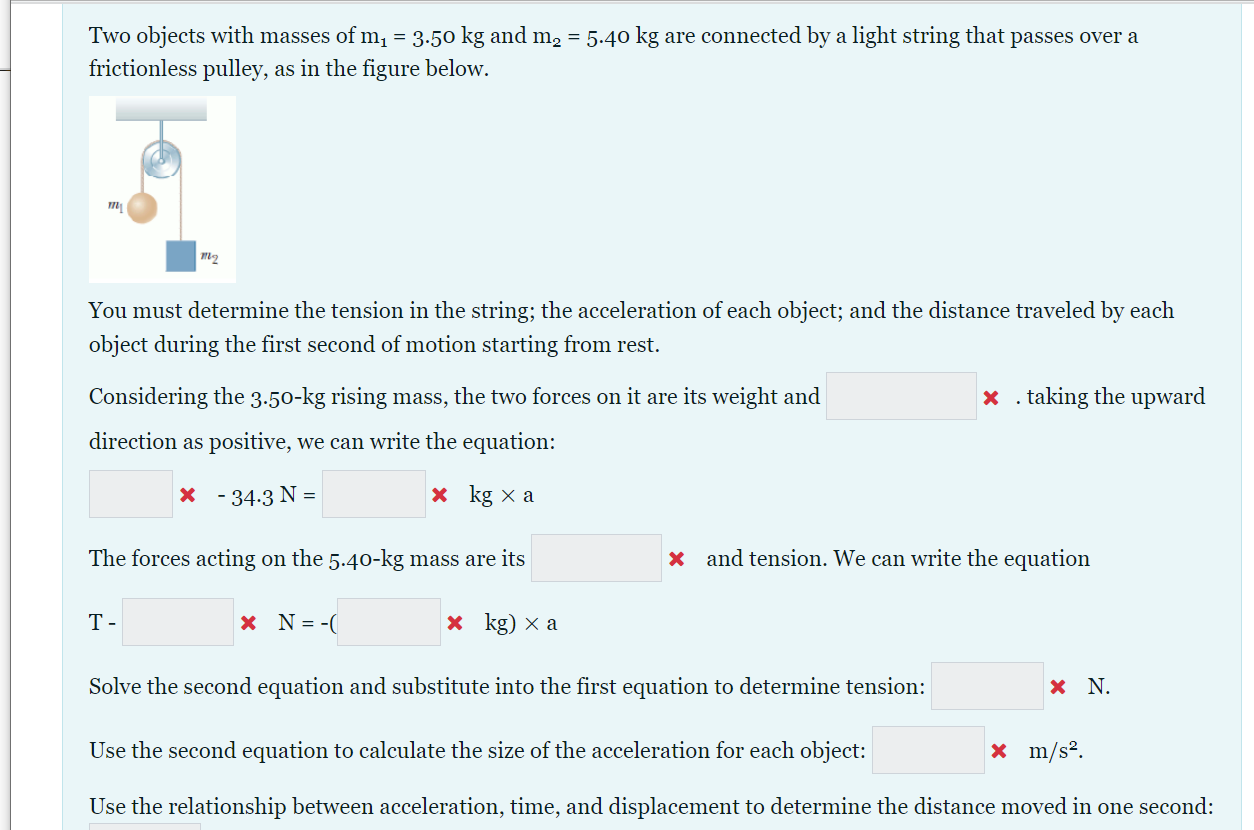 Solved Two Objects With Masses Of Mı 3 50 Kg And M2 5 40