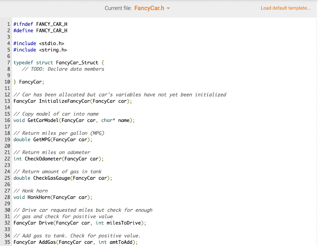 Solved 7.6 LAB*: Program: Fancy car C CODE ONLY!!!! NO | Chegg.com
