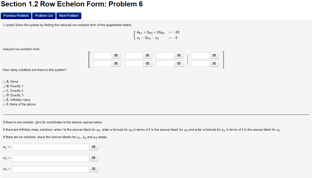Solved Section 1.2 Row Echelon Form: Problem 6 Previous | Chegg.com