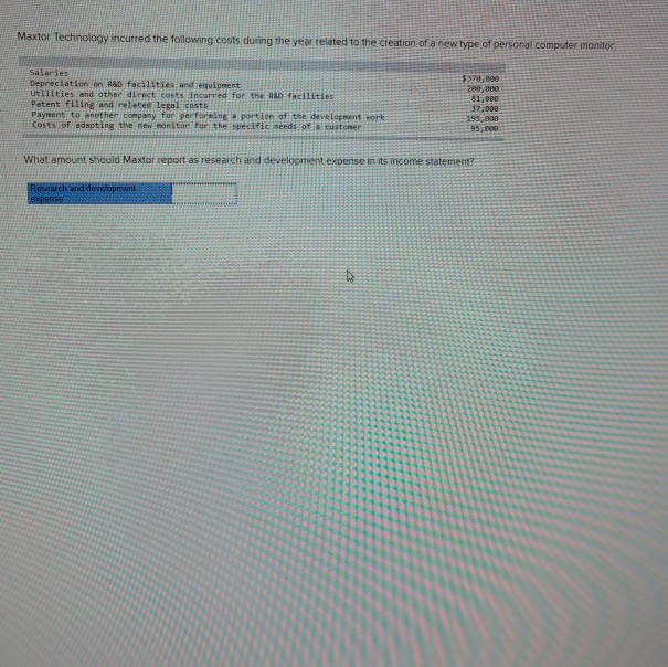 Solved Maxtor Technology incurred the following costs during | Chegg.com