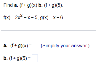 Solved Find a. (f+g)(x) | Chegg.com