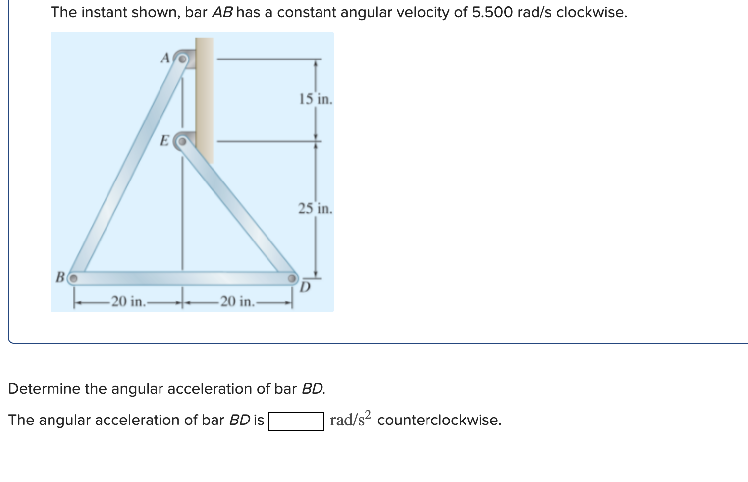 Solved The instant shown, bar AB ﻿has a constant angular | Chegg.com