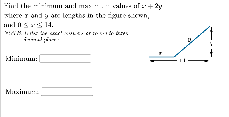 Solved Find the minimum and maximum values of x + 2y where x | Chegg.com