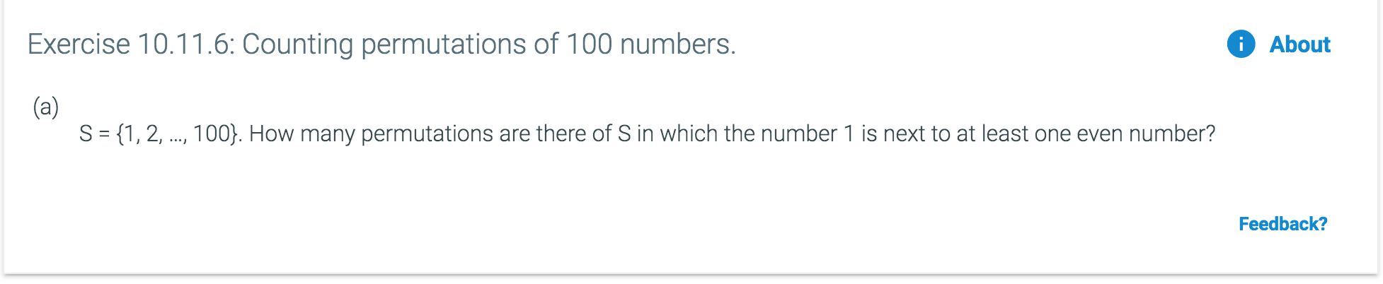 Solved Exercise 10.11.6: Counting permutations of 100 | Chegg.com