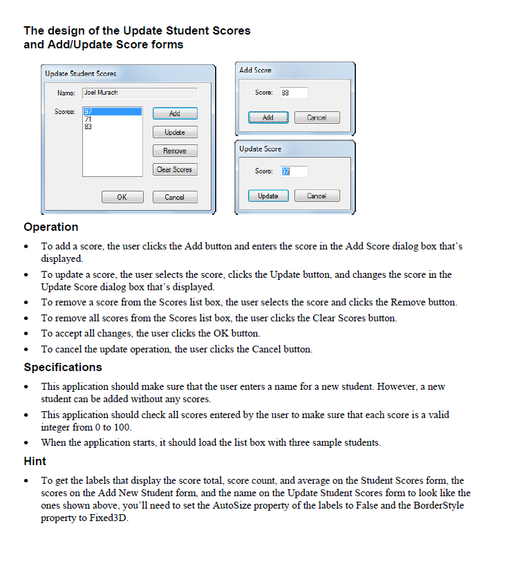 Solved Project 2-2 Maintain student scores For this project, | Chegg.com