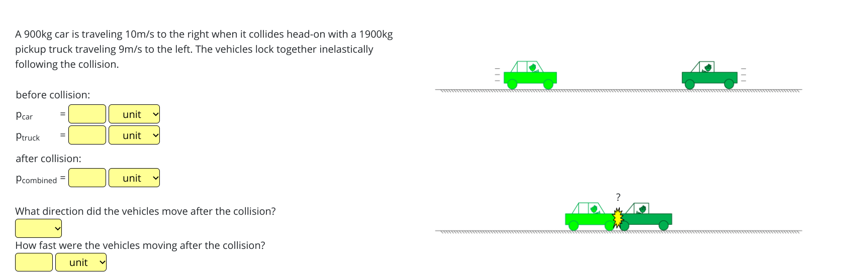 Solved A 900kg car is traveling 10m/s to the right when it | Chegg.com