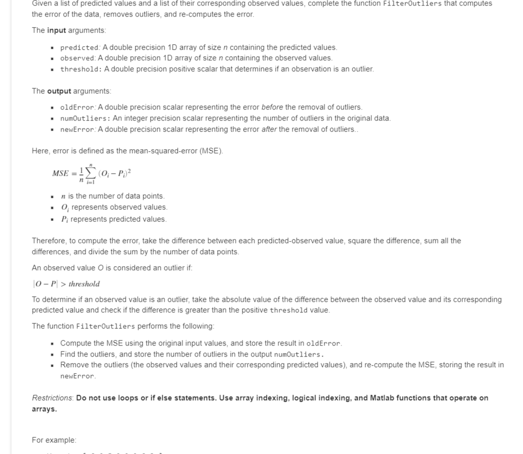 Solved Given a list of predicted values and a list of their | Chegg.com