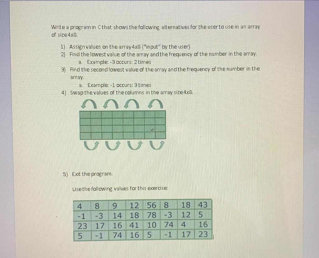 Solved Write a program in C that shows the following | Chegg.com