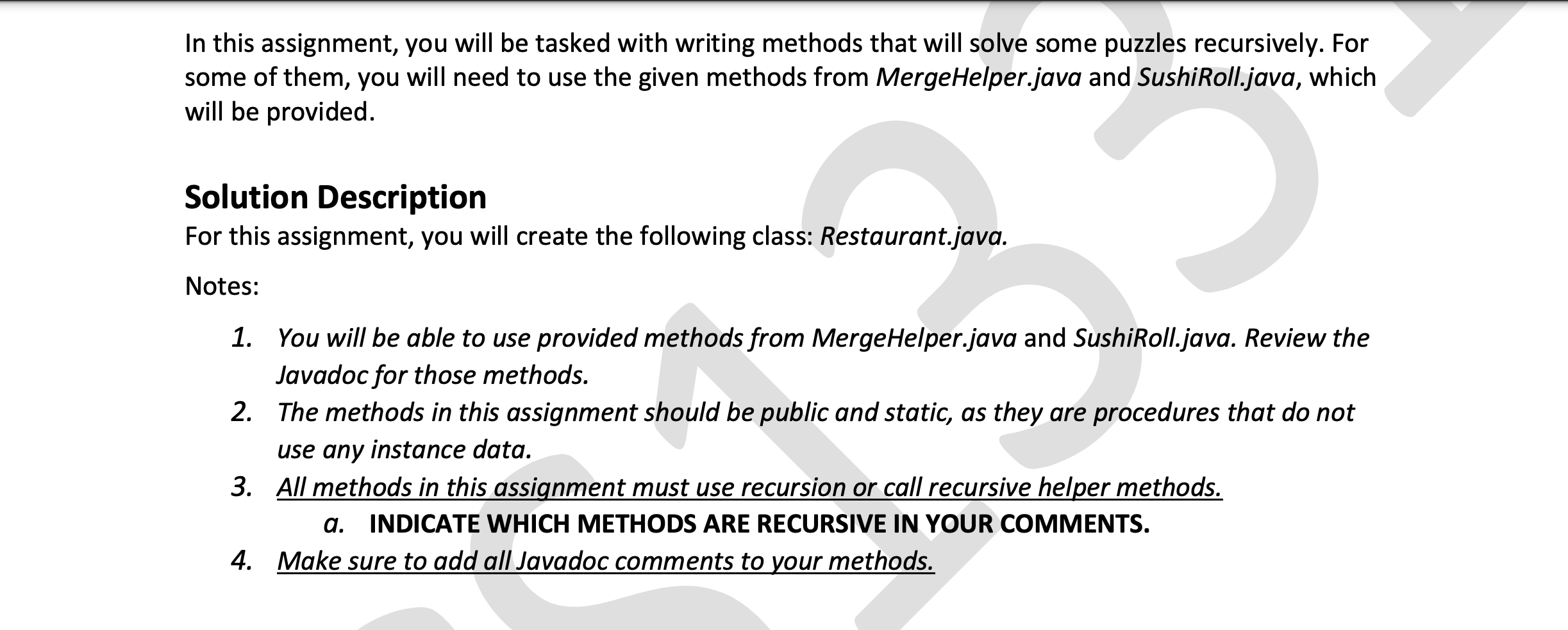 Solved I need help with solving how to code Restaurant.java. | Chegg.com