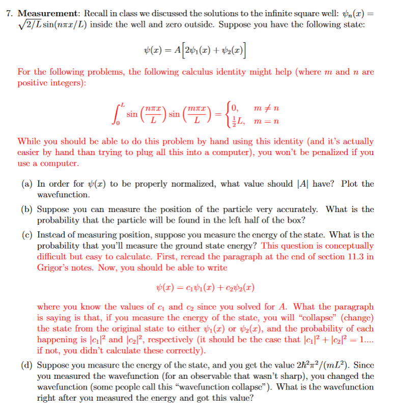 Measurement: Recall in class we discussed the | Chegg.com