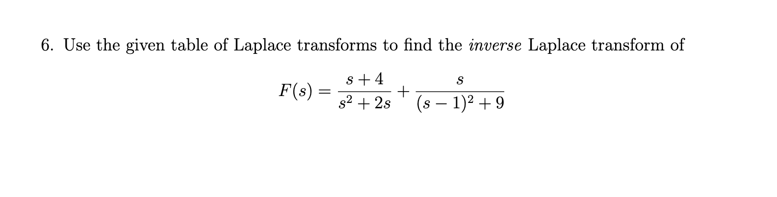 Solved 6. Use the given table of Laplace transforms to find | Chegg.com