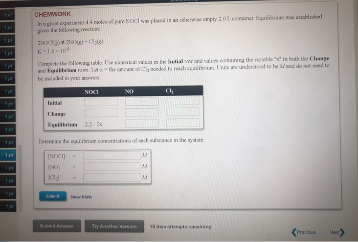 Solved CHEMWORK In a given experiment 237 grams of pure PCls | Chegg.com