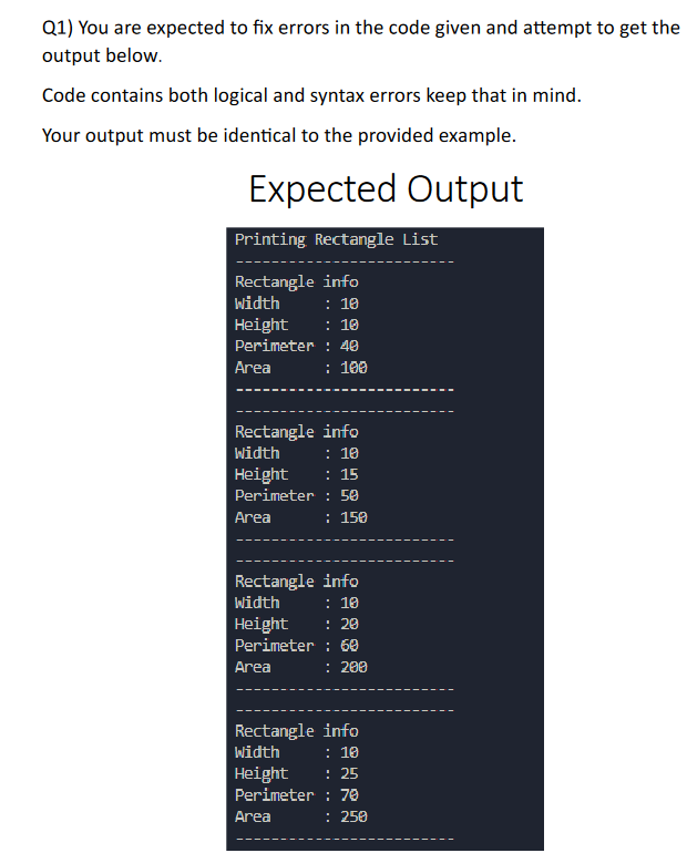 Solved Q1) You are expected to fix errors in the code given | Chegg.com