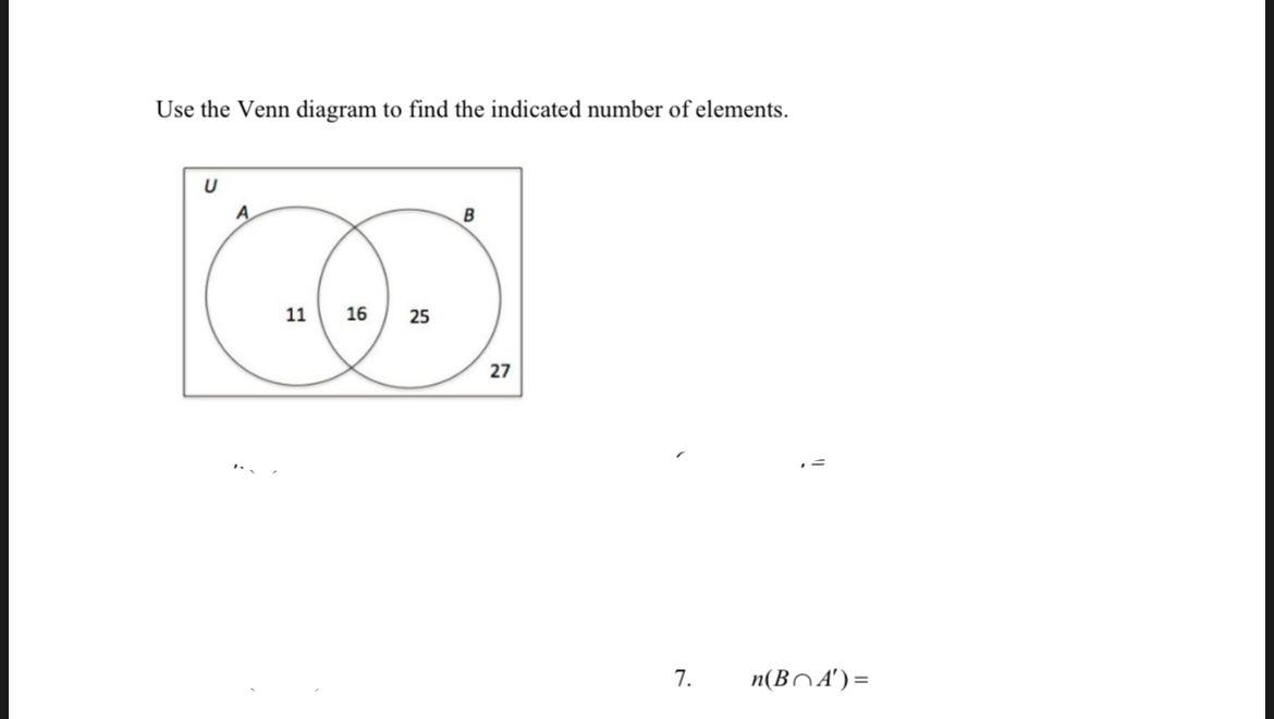 Solved Use the Venn diagram to find the indicated number of | Chegg.com