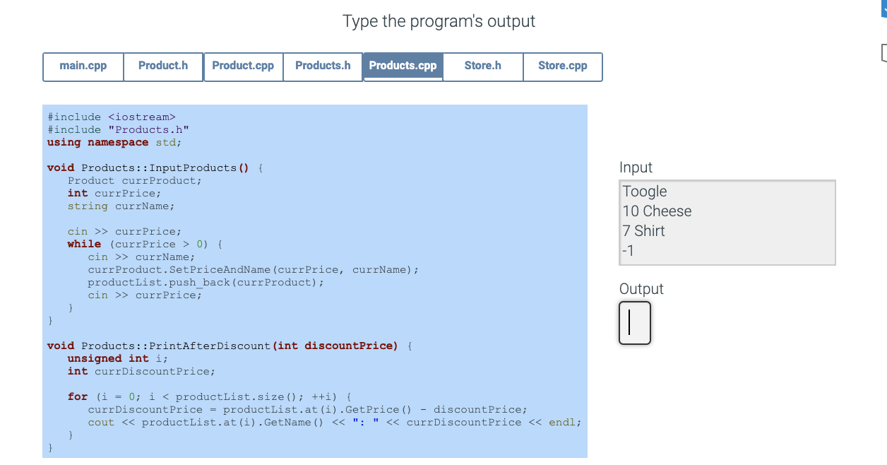 Solved Type the program's output main.cpp Product.h | Chegg.com