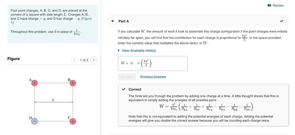 Solved I Review Four point charges, A, B, C, and D, are | Chegg.com