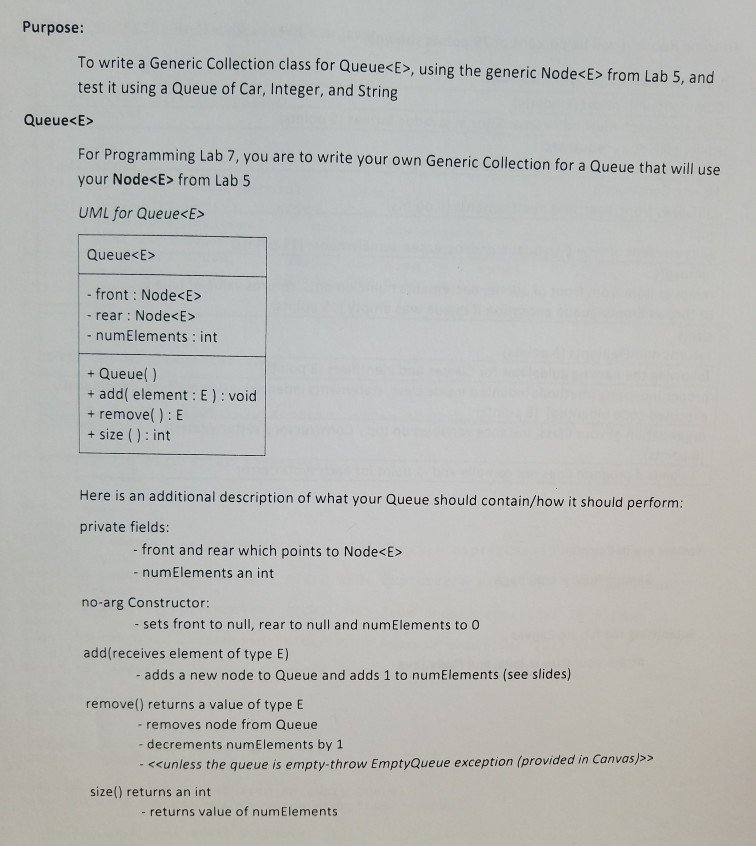 Solved Purpose: To write a Generic Collection class for | Chegg.com
