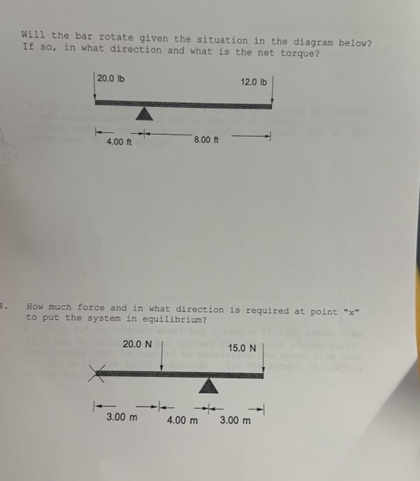 Solved Will the bar rotate given the situation in the | Chegg.com