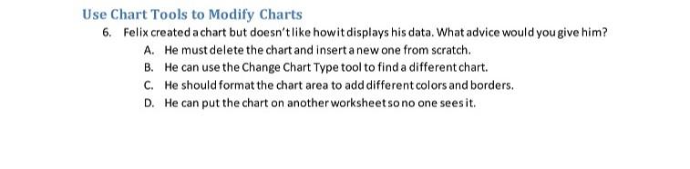 Use Chart Tools to Modify Charts 6. Felix created a | Chegg.com
