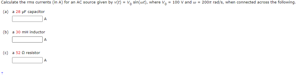 Solved Calculate the rms currents (in A) for an AC source | Chegg.com