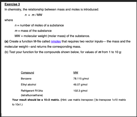 Solved Exercise 3 In chemistry, the relationship between | Chegg.com