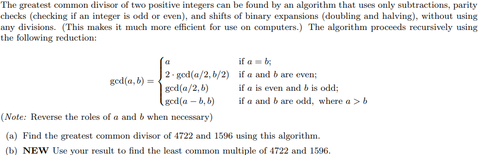 Solved The greatest common divisor of two positive integers | Chegg.com