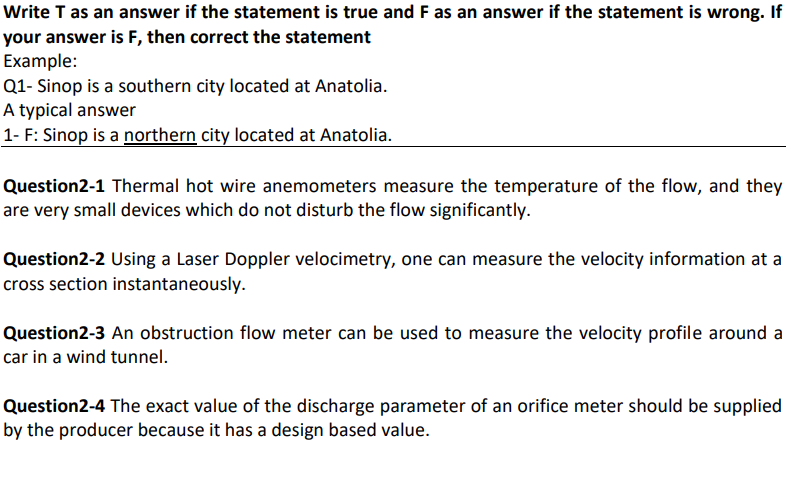 Solved Write T as an answer if the statement is true and F | Chegg.com