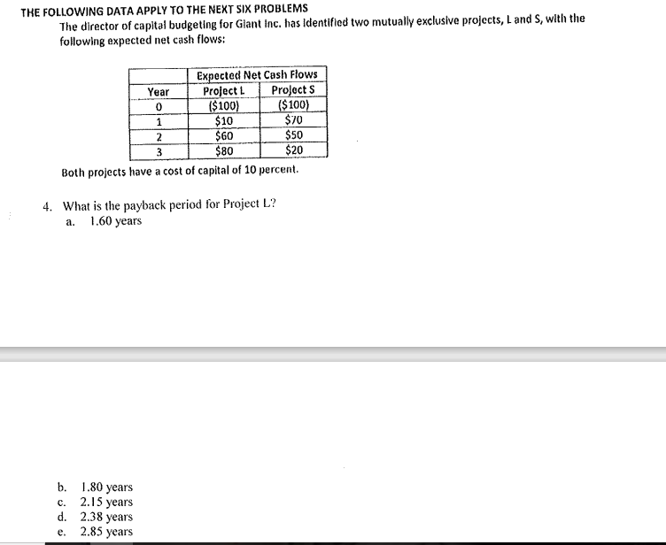 Solved THE FOLLOWING DATA APPLY TO THE NEXT SIX PROBLEMS The | Chegg.com