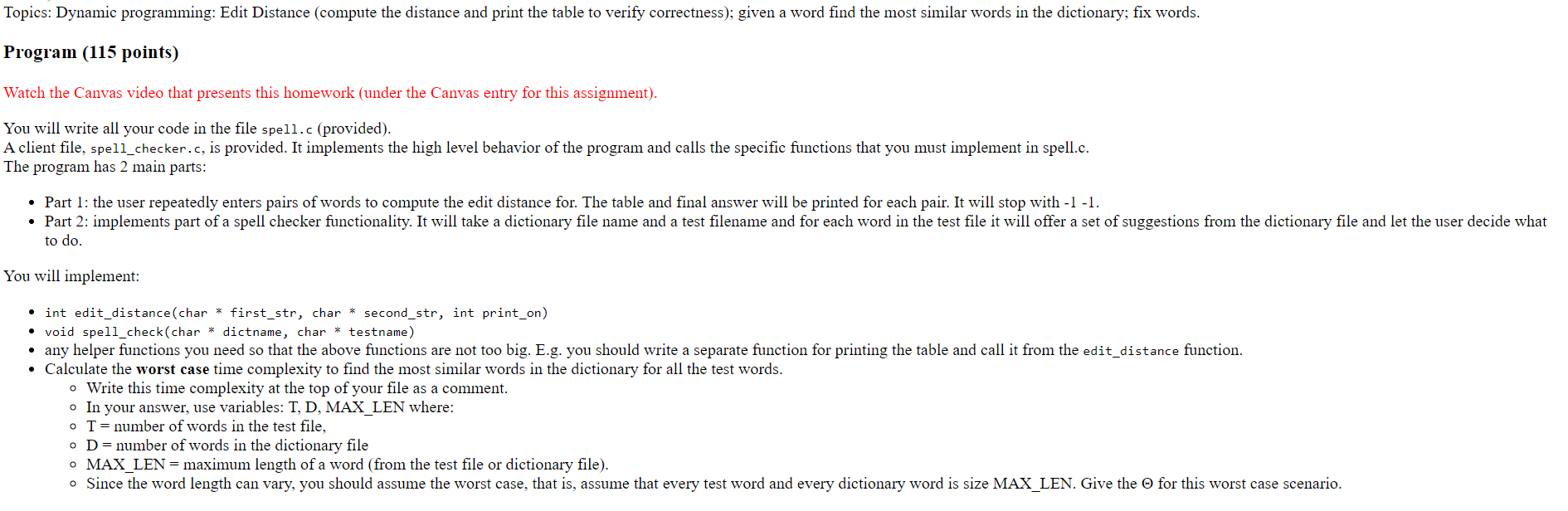 Topics: Dynamic programming: Edit Distance (compute | Chegg.com