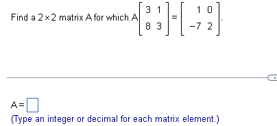 Solved Find a \\( 2 \\times 2 \\) matrix \\( \\mathrm{A} \\) | Chegg.com