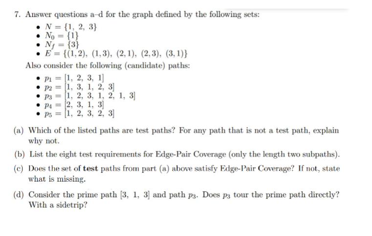Solved 7. Answer questions a-d for the graph defined by the | Chegg.com