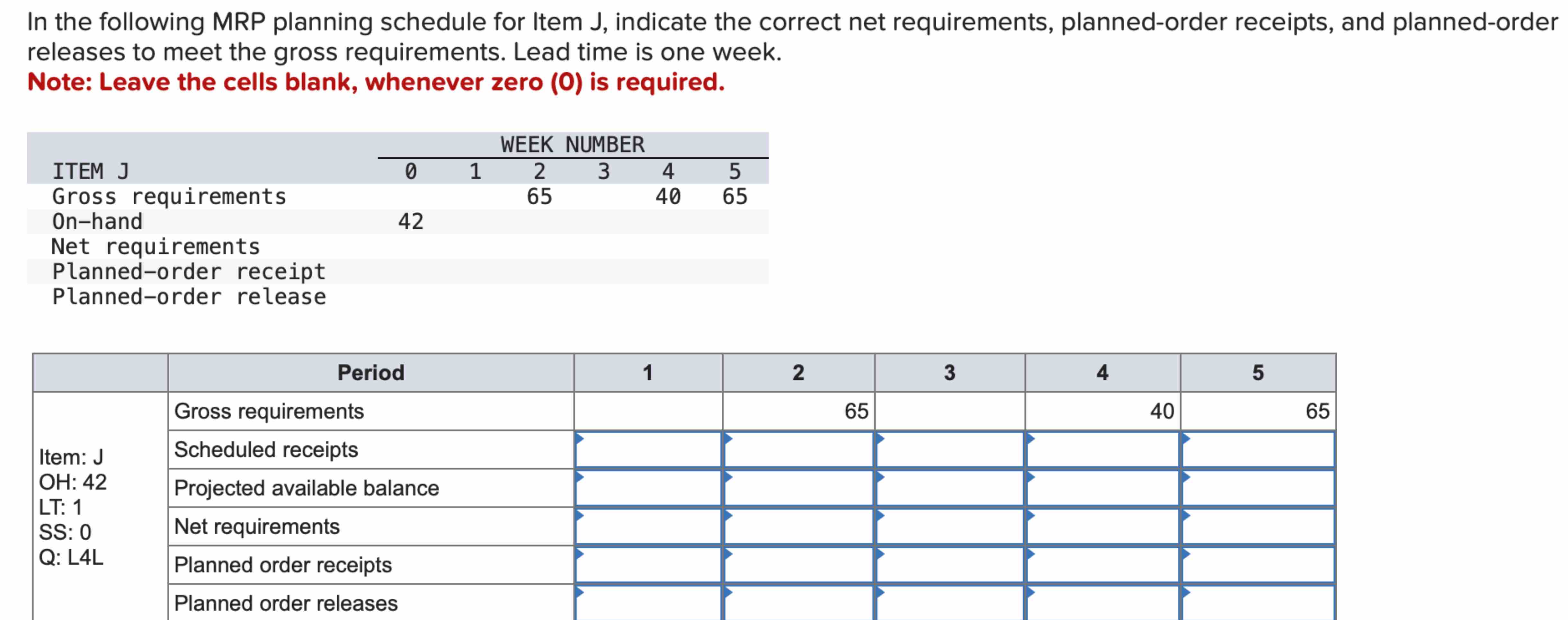 Solved In the following MRP planning schedule for Item J, | Chegg.com